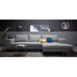 Ecksofa Home Affaire, B:324cm H:83cm T:170cm, silber, 100% Polyester, Wohnzimmer, Sofas, "Aurora, L-Form, mit extra breiter Recamiere, 324 x 170 cm