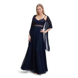 Vera Mont Damen Multifunktionstuch "Damen schmal geschnitten", blau, festlich, Chiffon, Polyester, Modetücher, Material