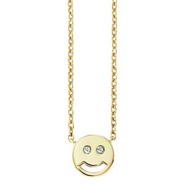 CAI CA&Iuml; Damen Collierkettchen "925/- Sterling Silber vergoldet Zirkonia Smile", 39+5cm, Silber 925 (Sterlingsilber), L: 44 B: 9mmgelb, Silber 925