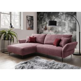 Ecksofa Home Affaire, B:286cm H:96cm T:178cm, lila, 100% Polyester, Wohnzimmer, Sofas, "Amarena L-Form", inklusive Armlehnenverstellfunktion, 4x