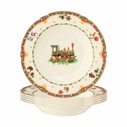 Seltmann Weiden Suppenteller "Suppenteller Marieluise Weihnachtsnostalgie &oslash; 23 cm 6er Set creme", L:23,2cm, beige, Speiseteller