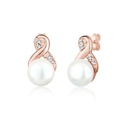 Elli Damen Paar Ohrstecker "Infinity Glas Kristalle Wei&szlig; 925 Sterling Silber", onesize, ohne Stein, Silber 925 (Sterlingsilber), rosa, Silber 925