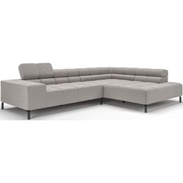Ecksofa Home Affaire, B:321cm T:216cm, grau, 100% Polyester, Wohnzimmer, Sofas, "Ancona New, wahlweise motorische Sitztiefenverstellung, auch in