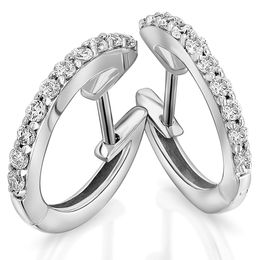 ONE ELEMENT Damen Paar Creolen "0,30 ct Diamant Brillant Ohrringe Creolen aus 585 Wei&szlig;gold", Damen, 0,3 mit Diamant, Diamanten Gold Wei&szlig;gold