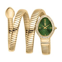 Damen Quarzuhr "Carezza", gold, JUST cavalli time, Armbanduhren, Armbanduhr, Damenuhr, Edelstahlarmband, analog, Kristallsteine