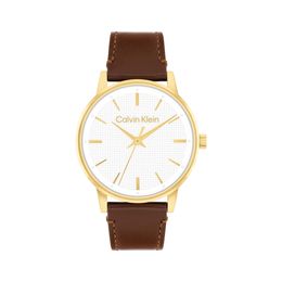 Calvin Klein Damen Quarzuhr "CK Linked"braun, goldfarben, Armbanduhren, Armbanduhr, Damenuhr, Lederarmband, analog
