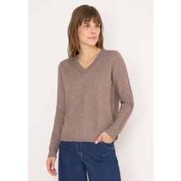 Cecil Damen V-Ausschnitt-Pulloverchocolate mousse melange, Gr. XXL, meliert, Web, 33% Polyester, 31% Polyacryl, 24% Baumwolle, 12% Nylon, Pullover,