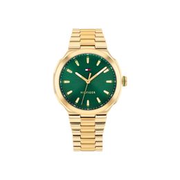 Tommy Hilfiger Damen Quarzuhr "GEORGIA"goldfarben, grün, Armbanduhren, Armbanduhr, Damenuhr, Edelstahlarmband, analog