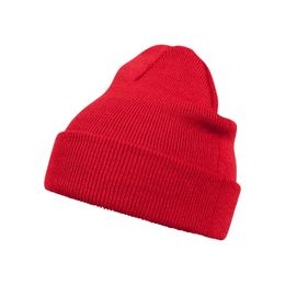 MSTRDS Damen Beanie "MSTRDS Accessoires Beanie Basic Flap"rot, Kunstfaser, M&uuml;tzen