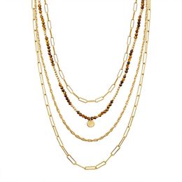 YOKOAMII Damen Gliederkette "Y38", 43,0/46,0/53,0/60,0cm Basiskette + 3,0,mit Steinen, Materialmix, gelb, Materialmix, Halsketten, Kette gelbgold