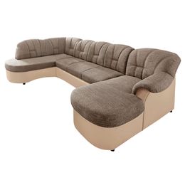 Wohnlandschaft DOMO collection, B:293cm H:84cm T:182cm, beige, NaturLEDER (echtes Rindsleder) in Sitz und R&uuml;cken. Korpus in passendem Kunstleder