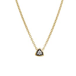 LYOMI Damen Kette mit Anh&auml;nger "585/- GG/WG Dreieck 1 synth. Diam. 0,10ct.", 42,0cm, 0,1, Gold, L: 42 B: 6mmmehrfarbig, Gold, B:6mm, Halsketten