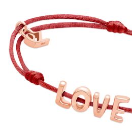 ECHTZEIT Damen Armband "Schmuck Geschenk Edelstahl-Nylon-Armband Love Letters", 21cm, Edelstahl Nylonros&eacute;goldfarben, rot, Edelstahl, Nylon, Armb&auml;nder