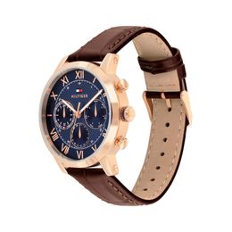 Tommy Hilfiger Herren Multifunktionsuhr "TH-OXFORD"braun, ros&eacute;goldfarben, Armbanduhren, Quarzuhr, Armbanduhr, Herrenuhr, Lederarmband, analog