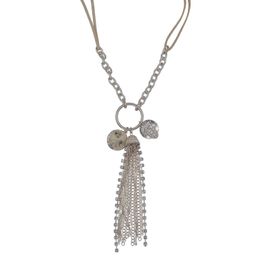 Firetti Damen Lange Kette "Schmuck Geschenk Daily Tassel Y-Kette", Kunststoff Metall Textil, L: 103, beige, Kunststoff, Metall, Textil, Halsketten,