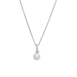 LYOMI Damen Kette mit Anh&auml;nger "585/- Wei&szlig;gold synth. Diam. 0,07ct. Perle", 45,0cm, 0,07, Gold, L: 45 B: 7,6mmwei&szlig;, Gold, B:7,6mm, Halsketten