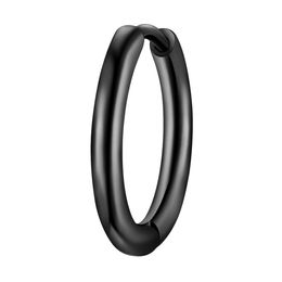 True Rebels Herren Paar Creolen "TR317", 15,1, Edelstahl, schwarz, Edelstahl, Ohrringe