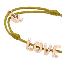 ECHTZEIT Damen Armband "Schmuck Geschenk Edelstahl-Nylon-Armband Love Letters", 21cm, Edelstahl Nylonros&eacute;goldfarben, gr&uuml;n, Edelstahl, Nylon, Armb&auml;nder