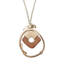 Steuer Damen Kette mit Anh&auml;nger "Metall gelb Holz", 88,0cm, Metall, L: 88champagner, Metall, Halsketten