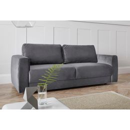 2-Sitzer Home Affaire, B:186cm H:80cm T:102cm, grau, Luxus-Microfaser Lederoptik (100% Polyester);Struktur grob (100% Polyester);Samtoptik (100%