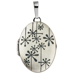 Jobo Damen Medallionanh&auml;nger "Anh&auml;nger Medaillon Blumen oval 34 mm", Silber 925 (Sterlingsilber)silber 925, Silber 925 (Sterlingsilber),