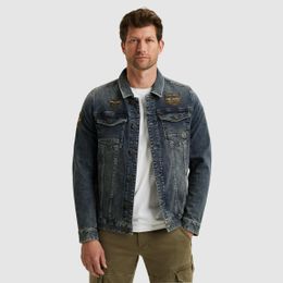 PME-Legend PME LEGEND Herren Jeansjackeblau used, Gr. XL, unifarben, Denim/Jeans, Obermaterial: 99% Baumwolle, 1% Elasthan, Jacken, mit Logo Stickerei