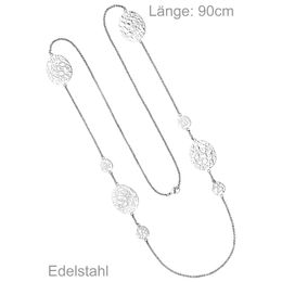 Jobo Damen Collier "Statement Kette mit Zwischenelementen", Edelstahl, L: 90, silber, Edelstahl, Halsketten, Edelstahl 90 cm