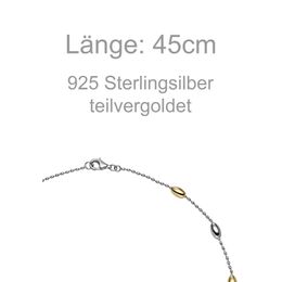 Jobo Damen Kette ohne Anh&auml;nger "mit Zwischenelementen in Bicolor-Optik", Silber 925 (Sterlingsilber), L: 45silber 925, Silber 925 (Sterlingsilber),