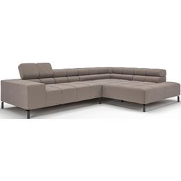 Ecksofa Home Affaire, B:321cm T:216cm, beige, 100% Polyester, Wohnzimmer, Sofas, "Ancona New, wahlweise motorische Sitztiefenverstellung, auch in