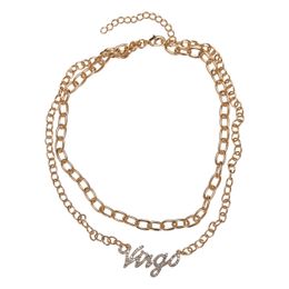 Urban Classics Damen Halsreif "Urban Classics Unisex Diamond Zodiac Golden Necklace", onesize, Eisen Zinkvirgo, Eisen, Zink, Halsketten
