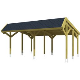 Skan Holz Doppelcarport SKANHOLZgr&uuml;n, Carports, "Harz", mit schwarzen Schindeln