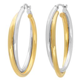 Firetti Damen Paar Creolen "Schmuck Geschenk Silber 925 Ohrschmuck Ohrringe bicolor", 30mm, Silber 925 (Sterlingsilber)silberfarben, gelbgoldfarben,