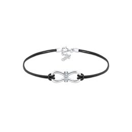 Elli Damen Armband "Leder Infinity Kristalle Silber", 20cm,mit Steinen, Silber 925 (Sterlingsilber), wei&szlig;, Silber 925 (Sterlingsilber), Armb&auml;nder