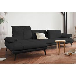 Ecksofa Home Affaire, B:295cm H:83cm T:162cm, schwarz, Struktur weich (100% Polyester);Struktur grob (100% Polyester);100% NaturLEDER, Wohnzimmer,