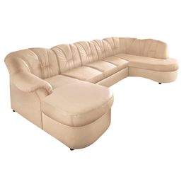 Wohnlandschaft DOMO collection, B:293cm H:84cm T:182cm, beige, NaturLEDER (echtes Rindsleder) in Sitz und R&uuml;cken. Korpus in passendem Kunstleder