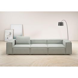 3,5-Sitzer Home Affaire, B:336cm H:68cm T:98cm, silber, 100% Polyester, Sofas, "Watertown, modernes Big-Sofa XXL, 336 cm Breite, auch in Feincord",