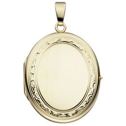 Jobo Damen Medallionanh&auml;nger "Anh&auml;nger Medaillon oval 30 mm", Gelbgold 585gelbgold 585, Gelbgold 585, Schmuckanh&auml;nger, 585 Gold f&uuml;r 2 Fotos