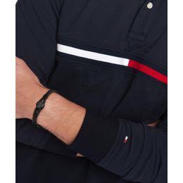 Tommy Hilfiger Damen Lederarmband "NAUTICAL", 19cm, Edelstahl Leder, schwarz, Edelstahl, Leder, Armb&auml;nder
