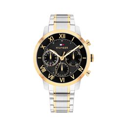 Tommy Hilfiger Damen Multifunktionsuhr "TH-OXFORD"edelstahlfarben, schwarz, Armbanduhren, Quarzuhr, Armbanduhr, Herrenuhr, Edelstahlarmband, analog