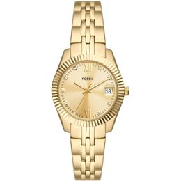 Fossil Damen Quarzuhr "SCARLETTE", gold, Armbanduhren, Armbanduhr, Damenuhr, Edelstahlarmband, analog, Tag, Glassteine