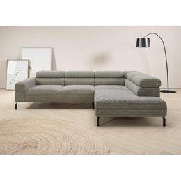 Ecksofa Home Affaire, B:276cm H:71cm T:219cm, grau, 95% Polyester, 5% Nylon, Wohnzimmer, Sofas, "Antonelli, L-Form, inkl. Kopfteilverstellung, Breite