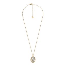 Fossil Damen Kette mit Anh&auml;nger "Schmuck Geschenk Edelstahl Halsschmuck SUTTON Mond Stern", Edelstahl Perlen, L: 51 B: 1mm, gold, Edelstahl, Perlen,