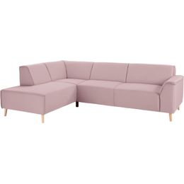 Ecksofa Home Affaire, B:263cm H:81cm T:191cm, rosa, Struktur fein ( 100% Polyester);Struktur weich (92% Polyester, 8% Nylon);Struktur fein ( 100%