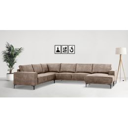 Wohnlandschaft OTTO HOME, B:342cm H:85cm T:260cm, grau, 100% Polyester, Sofas, "OLAND U-Form, XXL, B: 342 cm, Skandi-Design", U-Form, 342 cm,