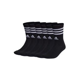 Herren Kurzsocken "Socken 3-Streifen Cushioned Crew 6er Pack", adidas originals, Gr. 37, schwarz, Obermaterial: 62% Baumwolle CO. 36% Polyester PES.