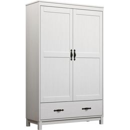 Kleiderschrank Home Affaire, B:96cm H:155cm T:38cm, weiß, Massivholz, Schränke, "Sandnes Kieferschrank Schlafzimmer Schrank TOPSELLER weiß",