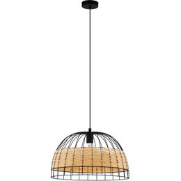 Eglo Hängeleuchte "ANWICK Hängelampe, Stahl und Rattan, Pendellampe, E27, Eszimmerlampe", 1, schwarz, Esszimmer, Leuchten, Hängeleuchte, Wohnzimmer,