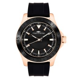 Fynch-Hatton Damen Quarzuhrschwarz, rosegoldfarben, Armbanduhren, Armbanduhr, Herrenuhr, Silikonarmband, analog