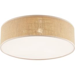 OTTO HOME Deckenleuchte "Mikka", 3, Ø 48 H: 14cm, 1 Stk., beige, Wohnzimmer, Leuchten, mit Leinenstoffschirm, Höhe 14 cm, E27, Leinen, Deckenlampe