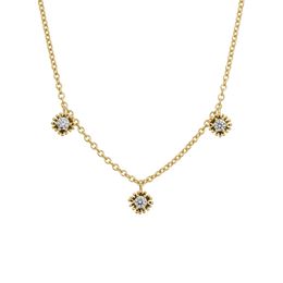LYOMI Damen Kette mit Anh&auml;nger "585/- Gelbgold florale Elemente 3 synth. Diam. 0,30ct.", 42,0, 0,3, Gold, L: 42 B: 6mmgelb, Gold, B:6mm, Halsketten